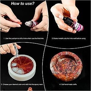 Metallic Alcohol Ink Set - 20 Metal Colors, Concentrated Alcohol-Based Ink, Epoxy Resin Paint Dye for Resin Coasters, Acrylic Painting, Tumbler Making,10 ml Each