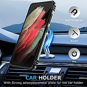 RLUYIDIKS for Samsung Galaxy A13 5G Case with Camera Cover,with Rotatable Metal Ring Kickstand,Samsung Galaxy A13 Case Military Grade Protection,Heavy Duty Shockproof Protective Case,Grey RUS03-06