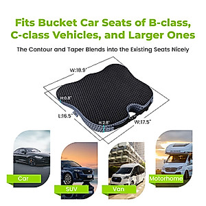 Wedge Car Seat Cushion for Driving Broaden Vision by Raised Back- Soft Dense Memory Foam Car Seat Cushion for Car Seat Driver/Passenger Offer Comfort and Relief for Sciatica,Hip,and Coccyx Pain(Black)