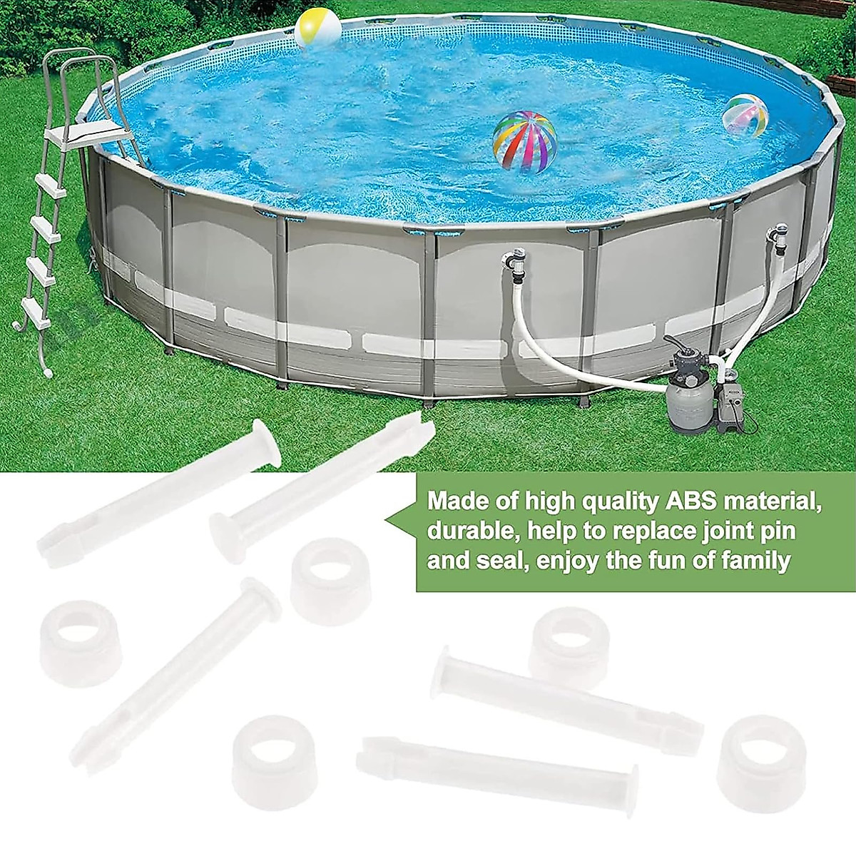 36Pcs Plastic Pool Joint Pins & Pool Seals Compatible with Intex 13'-24' Above Ground Round Metal Frame Pools and Intex Rectangular Metal Frame Pools Replacement Parts(2.36 Inch)