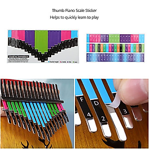 Kalimba Scale Sticker, Beautiful Tumpiano Stickers Intact Easy to Clean for Drum Practice (21 tone thumb piano universal)