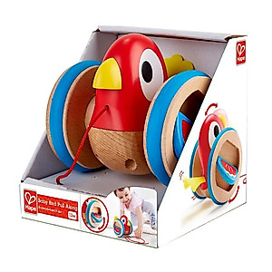 Hape Baby Bird Pull-Along | Wooden Wobbling & Flapping Pull Toddler Toy, Bright Colors Multicolor, L: 5.2, W: 5, H: 4.8 inch