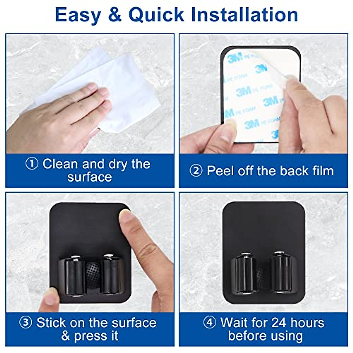 YuGtcen Broom Holder Wall Mount 5 pcs, Self Adhesive Broom Holder Broom Gripper Super Anti-Slip Mop and Broom Organizer Wall Hanging, 304 Stainless Steel Broom Hanger for Bathroom, Kitchen, Garage