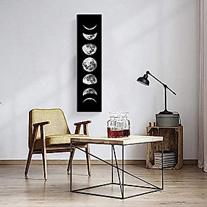 OCIOLI Moon Phase Wall Art Painting, Black and White Moon Canvas Print Poster Wall Art Decoration for Bedroom Living room Office Decoration(UNFRAMED,Black)
