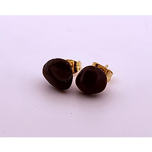 Natural Black Onyx Gold Stud Earrings NBOGSE4