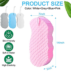 2022 New Super Soft Exfoliating Bath Sponge, 4PCS Ultra Soft Bath Body Shower Sponge, Reusable Spa Scrub Exfoliator Dead Skin Remove, 3D Body Sponge for Adults Children and Pregnant Women