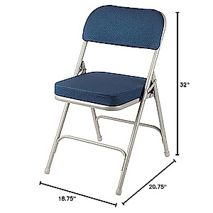 OEF Furnishings 2 Pack Fabric Upholstered 2" Cushion Folding Chair, Blue