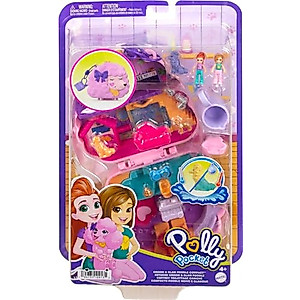 Polly Pocket Groom & Glam Poodle Compact Playset with 2 Micro Dolls & 12 Accessories, Including 2 with Color Change