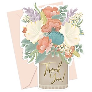 Floral Thank You Cards - 24 Cards With Envelopes - Unique Shape Perfect for Birthdays, Holidays, Weddings, Graduations - 5 x 7 Inches