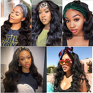 Headband Wigs for Black Women Human Hair 18 Inch Glueless Body Wave Headband Wig Human Hair 100% Brazilian Virgin Hair Machine Made Head band Wig 150% Density