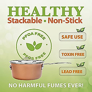 Gotham Steel Stackmaster Nonstick Pots & Pans Set, 17 Piece Stackable Cookware Set, As Seen on TV Cookware, Space Saving Cookware, Copper Pots & Pans Set, PFOA Free, Oven & Dishwasher Safe 2021 Model