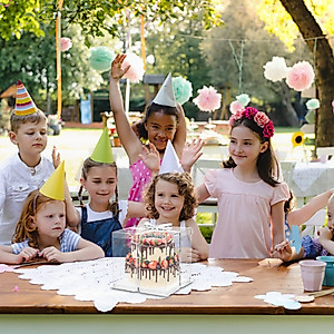 Cididu 6 Pcs Clear Cake Box with Ribbon 2-Layer 10x10x10 Inch, Transparent Cake Carrier Box with Lids, PET Tall Cake Packaging Boxes, Clear Gift Boxes for Birthday, Wedding and Festival Party