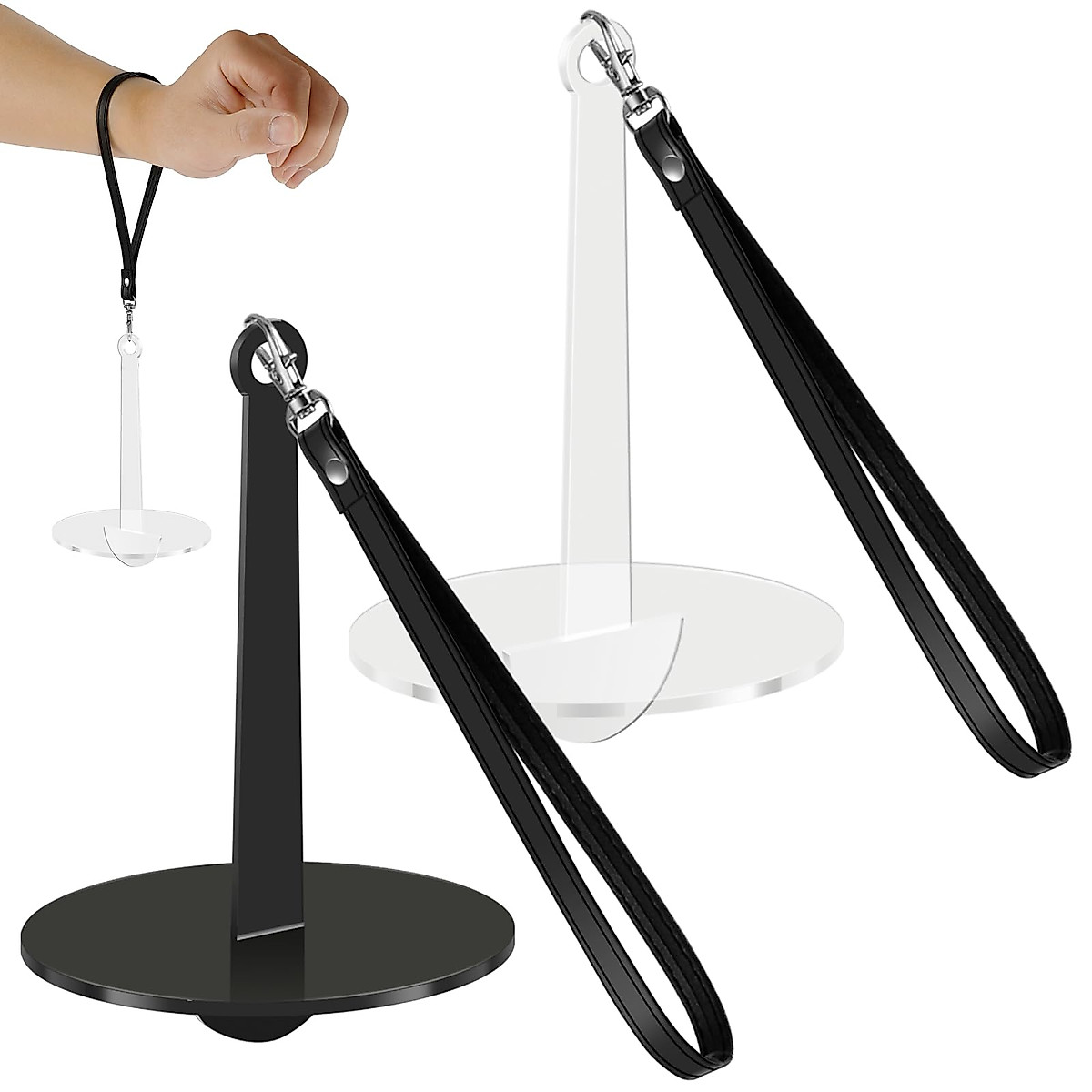 NEMTMCUA 2Pcs Wrist Yarn Holder Portable Acrylic Mini Yarn Minders Wrist Pendant Yarn Ball Holder Crochet Wrist Holder String Dispenser with Wrist Strap Lightweight Wrist Yarn Ball Holder for Women