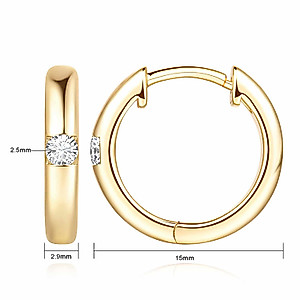 NandnSnow 14K Gold Hoop Earrings for Women Radiant Gold Diamond Hoop Earrings for Women Earrings Gold Huggie Hoop Earrings 14K Gold Earrings Jewelry, 15mm*3mm (gold)