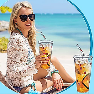 XIDAJIE 17Oz Large Glass Water Bottle With Straw Lid Clear Water Bottle With Straw Strawberry Cup Strawberry Water Bottle Kawaii Cups For Coffee Juice Drinking Water Mug