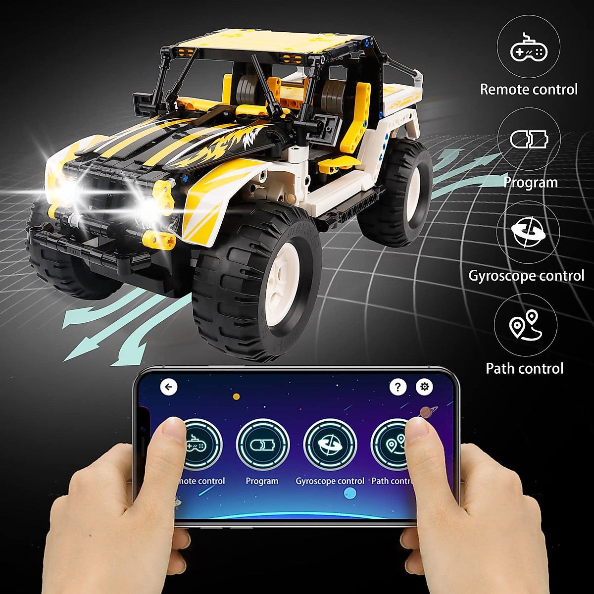 PREBOX Remote & APP Control Jeep Building Toys for Boys - Erector Sets STEM Projects for Kids Age 8-12, Birthday Gifts for Boys 6 7 8 9 10 11 12 year old
