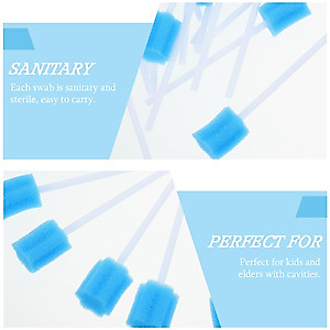 Healifty 100pcs Mouth Sponge Swabs Disposable Sponge Stick Oral Care Sponge Swab Tooth Cleaning Sponge (Blue)