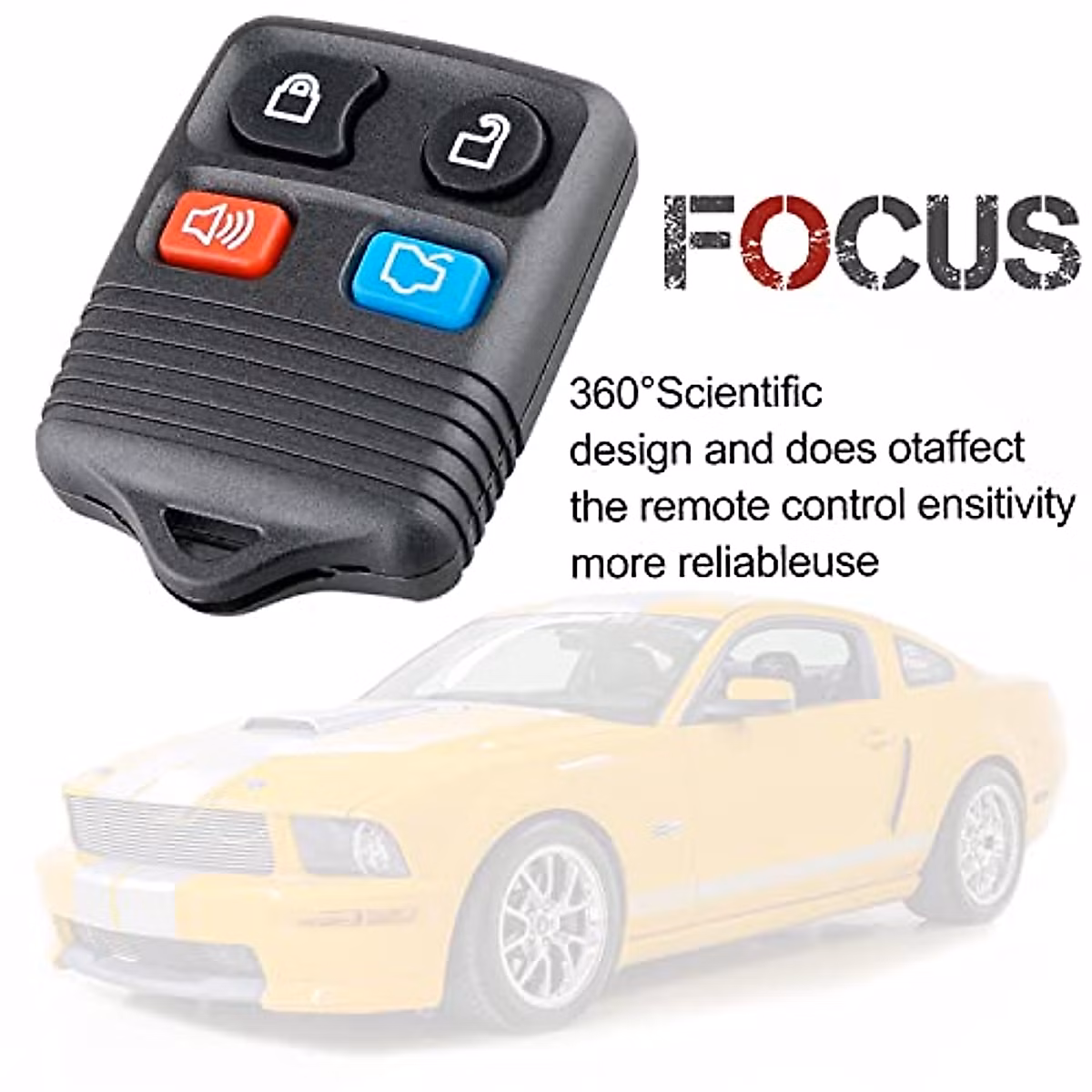 Car Keyless Entry Remote Key Fob Replacement for 1998-2014 Ford Mustang Focus Expedition Explorer (CWTWB1U345 GQ43VT11T) Self-Programming Set of 2