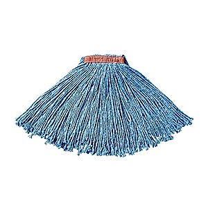 Rubbermaid Commercial Commercial Premium Cut-End 16-Ounce Blend Mop, Fast Drying Strands, Orange Headband, Blue, Heavy Duty Wet Mop for Floor Cleaning Office/School/Stadium/Bathroom