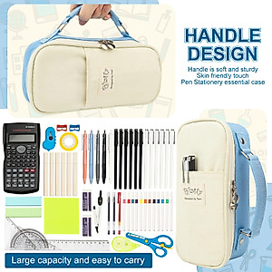 Qbily Large Capacity Pencil Pen Case, Office School College Pencil Pen Stationery Storage Case Pouch Bag Box, Light Blue