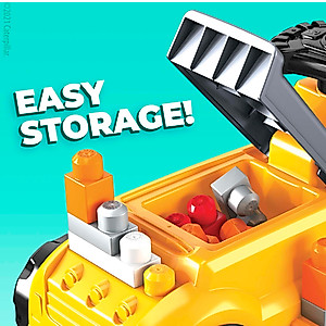 MEGA BLOKS First Builders Cat Toddler Building Blocks Toy Set, Build ‘n Play Ride-On with 11 Pieces and Storage, Yellow, Ages 1+ Years