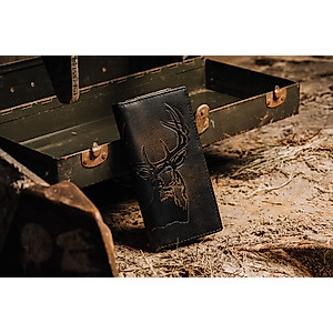 House of Jack Co. DEER Long Wallet For Men | Full Grain Leather With Hand Burnished Finish | Long Bifold Wallet | Rodeo Wallet | Deer Hunter Gift