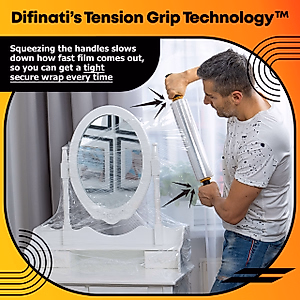 Difinati 2 Pk, Moving Wrapping Plastic Roll, 15 Inch x 1,200 Feet Heavy Duty, Furniture Wrap, Moving Wrap, Furniture Wrapping For Moving, Packing, Shipping Stretch Film With Handles, Clear
