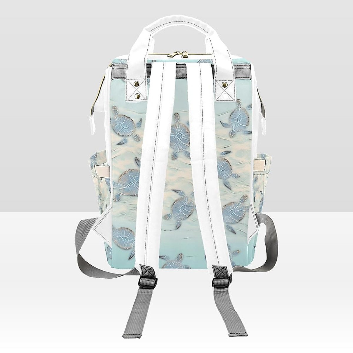 XOZOTY Sea Turtle Diaper Bags with Name Waterproof Mummy Backpack Nappy Nursing Baby Bags Gifts Tote Bag for Women