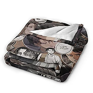 Anime Throw Blanket Levi Ackerman Throw Blanket Ultra-Soft Flannel Blanket