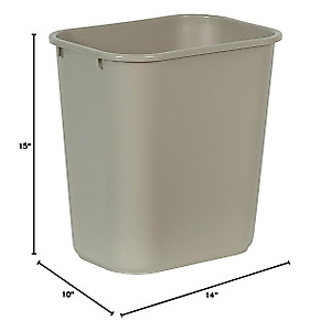 Rubbermaid Commercial Standard Wastebasket, 15" x 10.3" x 14.4", Beige