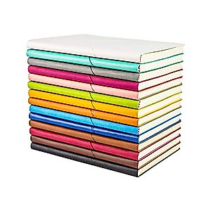 EMITEC Leather Composition Journal Notebook - Classic A5 Wide Ruled Writing Subject Notepad Colorful Hardcover Travel Diary Journals Notebook for Students 100 Sheets/Random Color Set of 3