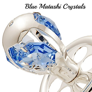 Matahi Silver Plated Crystal Studded Pacifier Ornament with Blue Crystals Baby's First Christmas Holiday Ornament and Hanging Pendant - Great Gift for Baby Shower, New Born Baby Gift