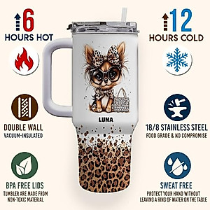 Personalized Dog Tumbler with Portuguese Podengo Pequeno Dog’s Name – Custom Travel Coffee Cup 40oz, Travel Coffee Cup, Gift for Mother's day, Father's day, Christmas ZcZKLZ