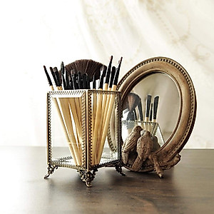 PuTwo Makeup Organizer Vintage Make up Brush Holder with Free White Pearls - Small