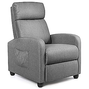 Moccha Massage Recliner Chair, Ergonomic Adjustable Single Sofa with Padded Seat, Backrest, Footrest, Reclining Sofa with Remote Control, Modern Massage Recliner for Living Room, Home, Office (Gray)