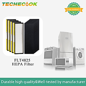 FLT4825 HEPA Filter B Compatible with Air Purifier AC4825 AC4825E AC4300 AC4800 AC4900 AC4850 by Techecook - 4 x True H13 HEPA Filters, 8 x Activated Carbon Pre-Filter