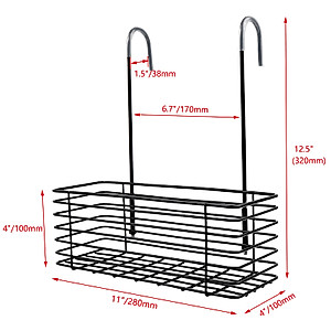 Pastlla Hanging Shower Rack, 304 Stainless Steel Bathroom Rack Storage Rack Shampoo Bracket, Shower Caddy Hanging, No Drilling, the Back Hook Can be Rotated, Single Layer Shelf, Black