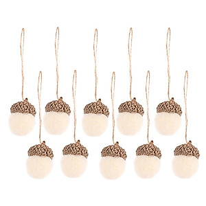 Baluue 10pcs Felt Acorn Bunches Christmas Pom Pom Christmas Hanging Pine Cones Lifelike Acorns Wool Felt Acorns Felted Wool Acorn Fall Tree Ornaments Fall Ornaments Autumn White Party Bag