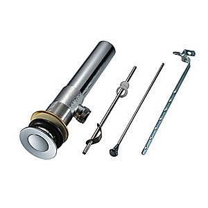 Purelux Bathroom Sink Drain Stopper Assembly with Lift Rod and Overflow, Chrome Finish