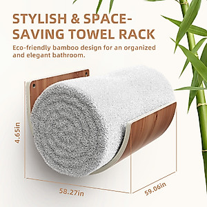 Towel Racks for Bathroom Set of 4 Wall Towel Racks, Versatile Hanging Towel Organizer，Wood Towel Holder for Rolled Towels, Spa, Blanket, Yoga Mat – Easy Installation, Eco-Friendly