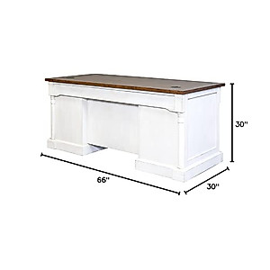 Martin Furniture Durham Double Pedestal Executive Desk, White