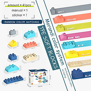 Building Block Sets for Kids, 41PCS Silicone Stacking Blocks for Toddlers, Multi-Colored Soft and Chewable STEM Toys,Early Learning Construction Building Teething Toys for Kids (Animal Series)