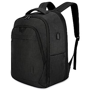 BAGSMART Laptop Backpack for Men Women Travel Backpack with USB Charging Port fits 17.3 Inch Computer Expandable Backpack Large Bookbag for College Work Business Trip,Black