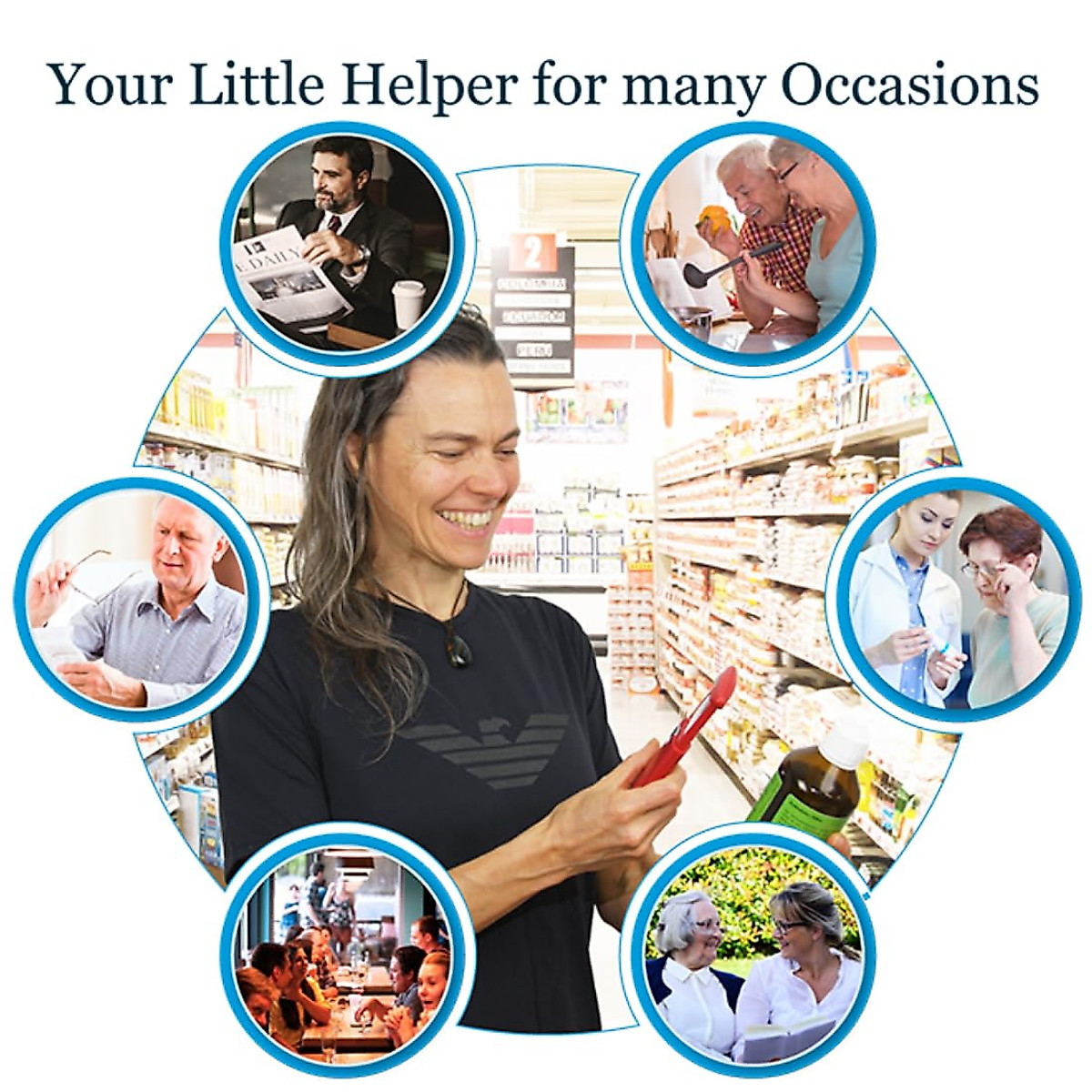 EasY Magnifier Small Pocket Magnifying Glass 3X with LED Light for Reading; Lighted Hand Held Coin Loupe; Mini Magnify Lens; Gifts for Seniors