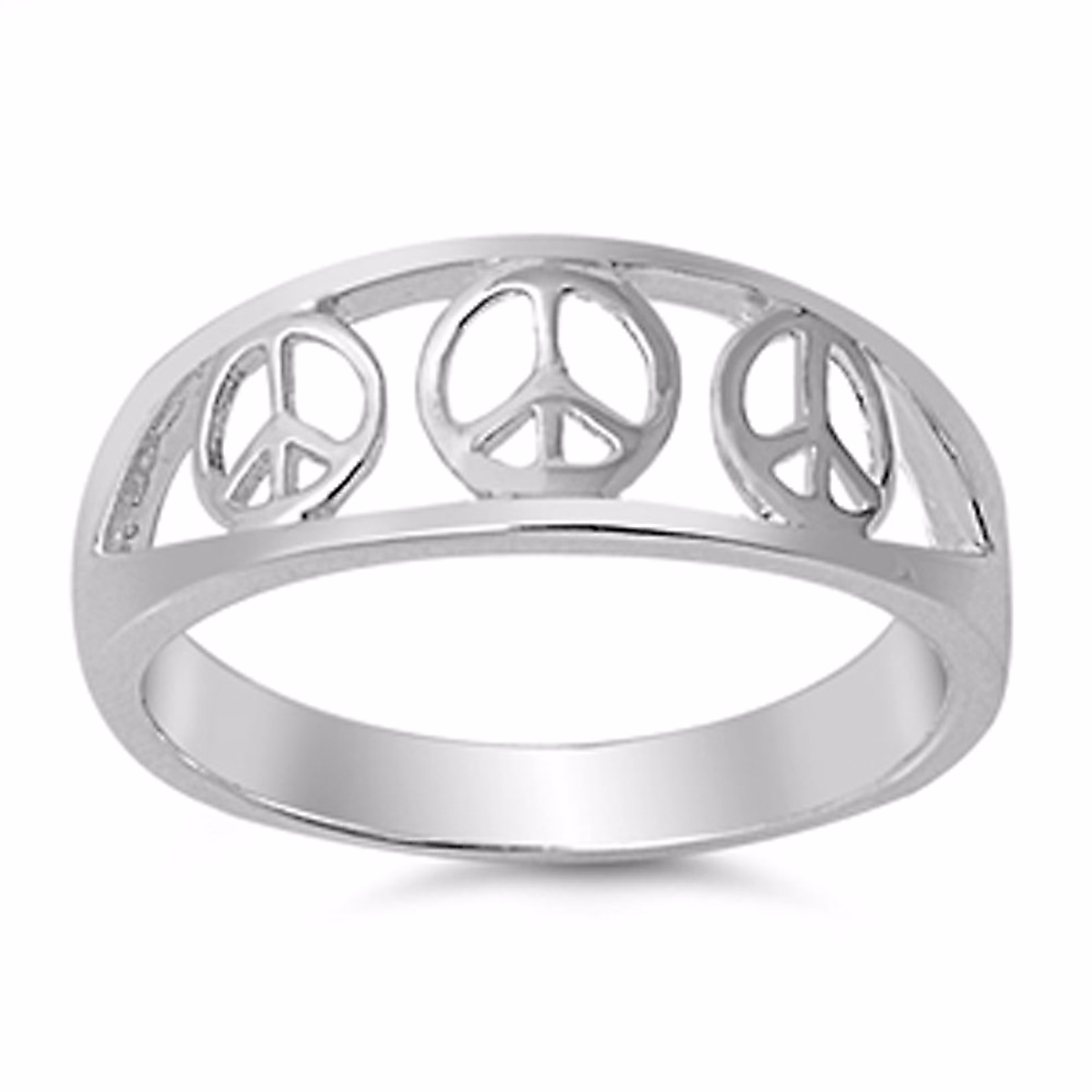 Filigree Peace Sign Symbol Fashion Ring New .925 Sterling Silver Band Size 4