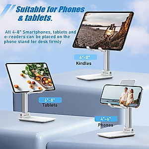 OGMAPLE Cell Phone Stand, Angle Height Adjustable Cell Phone Holder with Silicon Pad for Desk Fully Forldable Mobile Phone Holder Compatible with All Mobile Phones, MT-6, (Green)