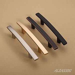 Alzassbg 10 Pack Brushed Brass Cabinet Pulls, 3-3/4 Inch(96mm) Hole Centers Gold Cabinet Handles Hardware Modern Arch Bar Drawer Handle Pull AL3092BB