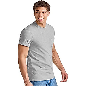 Hanes Originals Crewneck T-Shirt, 100% Cotton Pocket Tees for Men, Light Steel