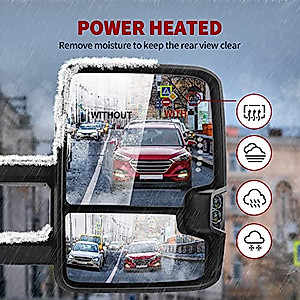 YITAMOTOR Towing Mirrors Compatible with 2007-2014 Chevy Silverado 1500, 07-13 GMC Yukon 2500 Sierra 1500 Extendable Power Heated with Amber Signal Light Side Mirrors Pair