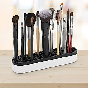 Silicone Makeup Brush Holder: Beauty Tool Organizer, Cosmetic Storage, Sewing and Quilting Notion Stash and Store (Black)